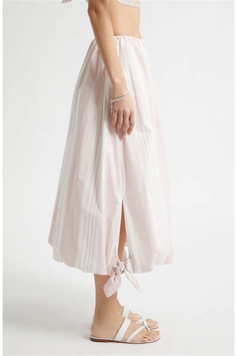 Posse Rosie Stripe Side Tie Bubble Hem Midi Skirt Women Nordstrom