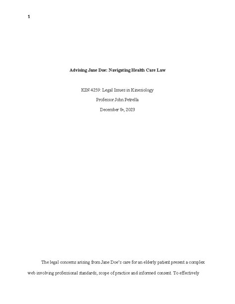 Advising Jane Doe Final Assignment Final Assignment Advising Jane