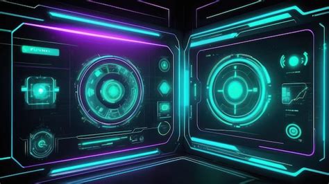 Futuristic Cybernetic Interface Background With Holographic Elements