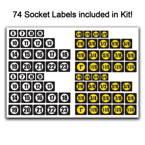 Socket Label Kit Sae And Metric Tool Decal Labels Jrs Decals