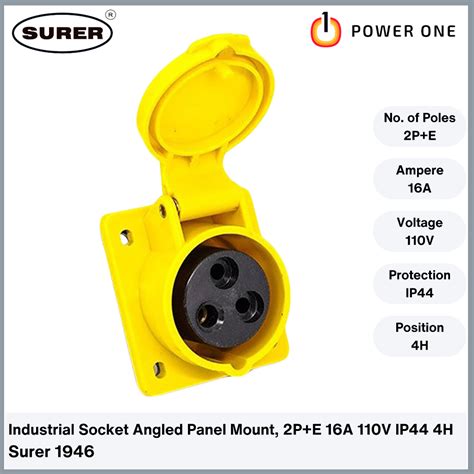 Surer 1946 Industrial Socket Angled Panel Mount 2p E 16a 110v Ip44 4h 1940 Series Shopee