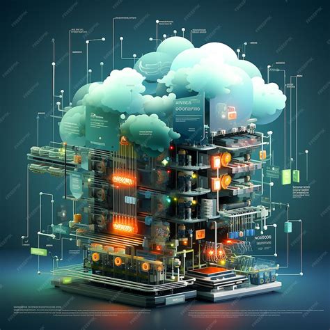 Premium Ai Image Server Cloud Data Storage Solutionweb Database Backup Computer Infrastructure