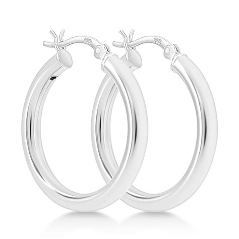 Sterling Silver 3mm Round Hoop Earrings