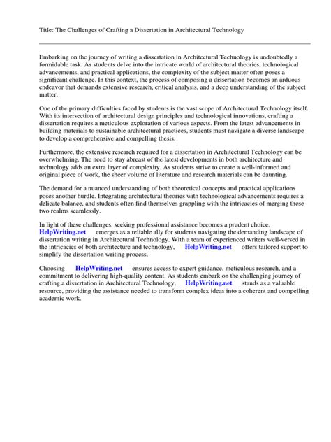Dissertation Topics Architectural Technology Pdf Thesis Experience