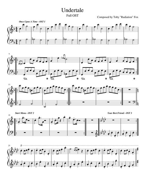 Undertale Full Ost Sheet Music For Piano Download Free In Pdf Or Midi
