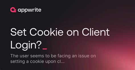 Set Cookie On Client Login Threads Appwrite