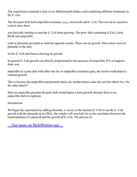 Biological Transformation Of Bacteria And Pglo Plasmid Dna Pdf