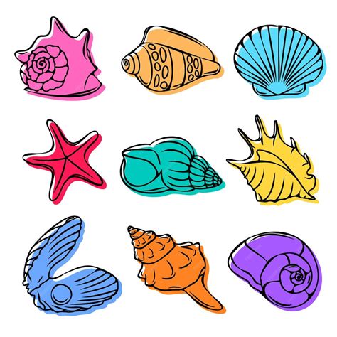 Vector Geïsoleerde Illustratie Van Een Schelp Contourschets Van Een Schelp In De Doodle Stijl