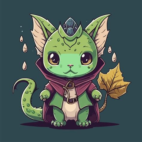 Premium Vector A Cartoon Dragon With A Leaf On His Head