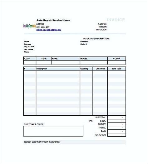 98 The Best Windshield Repair Invoice Template Download For Windshield