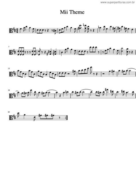 Super Partituras Mii Theme Viola Solo Kazumi Totaka