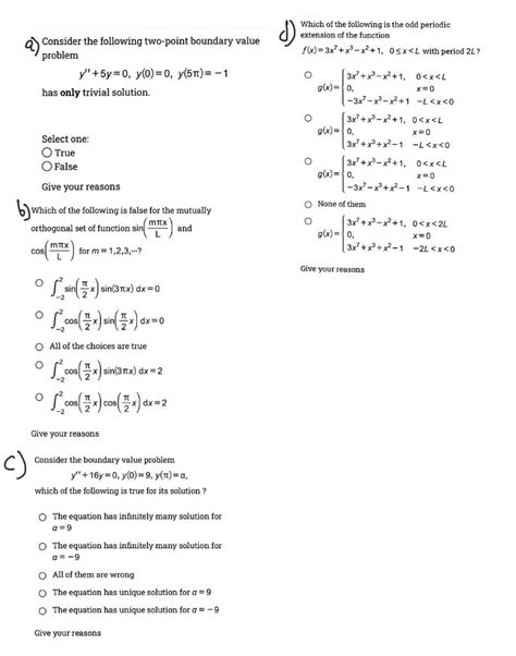 Solved A Consider The Following Two Point Boundary Value Chegg