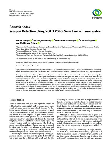 Pdf Weapon Detection Using Yolo V3 For Smart Surveillance System