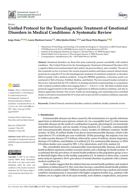 Unified Protocol For The Transdiagnostic Treatment Of Emotional