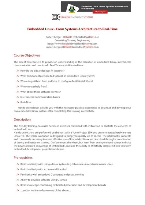 Pdf Embeddedlinux Fromsystemsarchitecturetoreal Managersproject