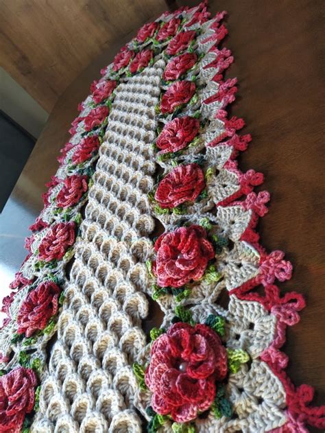 Trilho De Mesa Flor Caracol Caminho De Mesa De Crochê Trilho Mesa