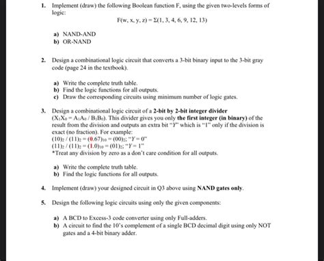Solved 1 Implement Draw The Following Boolean Function F