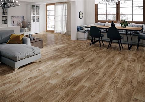 Wood Look Tile Floor In A Cozy Living Room Dayton Oak Wood Plank