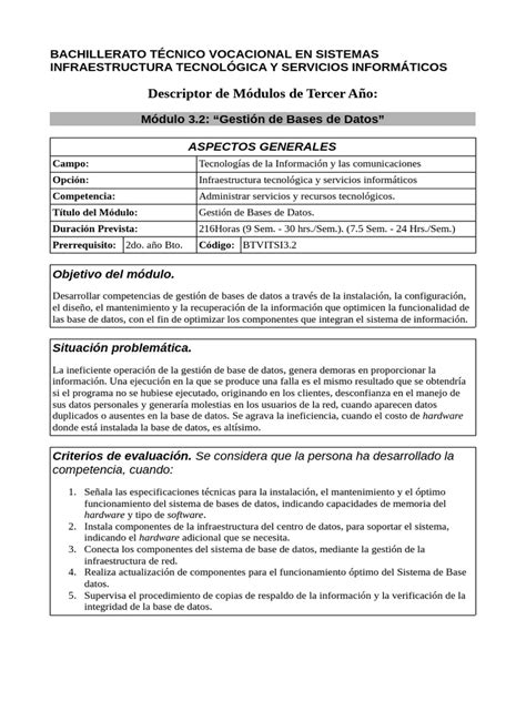 Modulo 32 Gestion De Bases De Datos Pdf Bases De Datos Mi Sql
