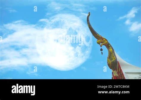 Full Moon With Cho Fa Thai Language Call It Like Finial On The Roof