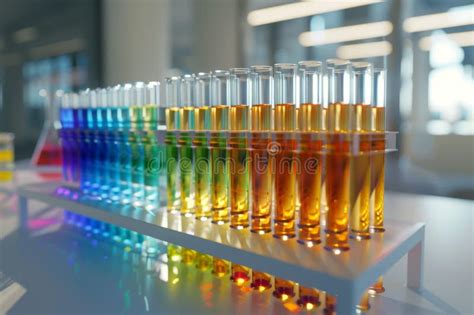 Rainbow Laboratory Test Tubes Blurred Background Color Laboratory