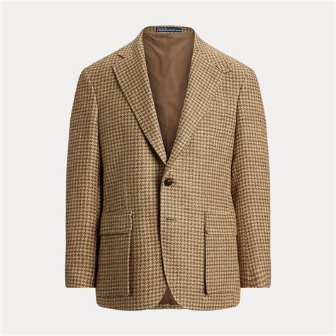 Polo Ralph Lauren The Rl67 Houndstooth Linen Blend Jacket In Brown