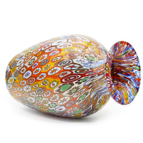 Vase Millefiori Colourful Mix With Gold Origianl Murano Glass Omg