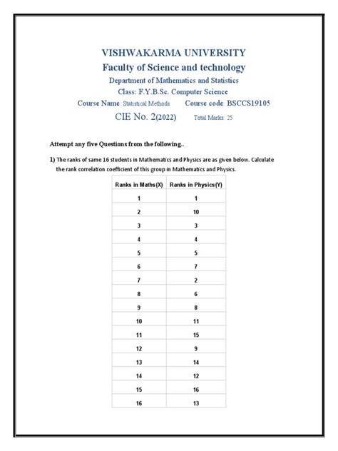 Statistical Methods Cie No 2 Exam Questions Pdf Statistics Statistical Analysis