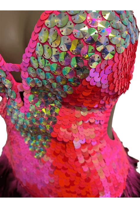 Hot Pink Feather And Sequin Dress Perth Hurly Burly