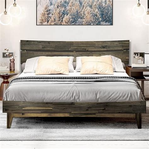 Acacia Aurora Solid Wood Bed Frame With Headboard Queen Mocha