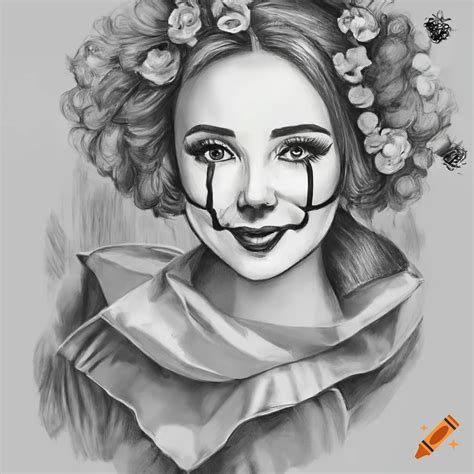 Detailed Pencil Drawing Of A Clown Girl On Craiyon