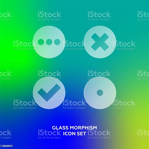 Web Buttons In Glass Morphism Style Interface Elements On A Gradient