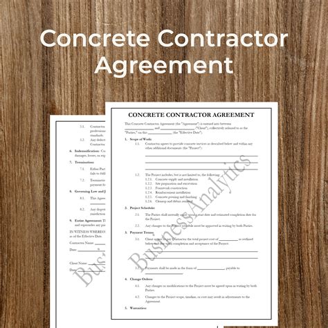 Concrete Contractor Agreement Contractor Forms Business Forms Printable Fillable Pdf