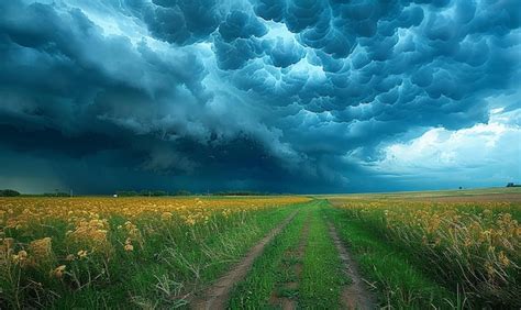 Premium Photo A Storm Is Coming In Over A Field Of Grass