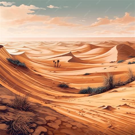 Premium Ai Image Desert Landscape Illustration