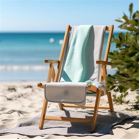 A Beach Chair With A Towel On It Premium Ai Generated Image