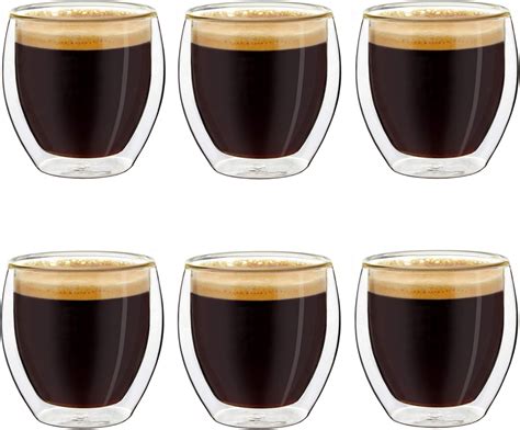 Creano 6x Double Walled Espresso Glasses Thermo Glasses With Floating