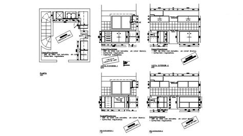 Kitchen Area Work Plan And Elevation 2d Drawing In Autocad