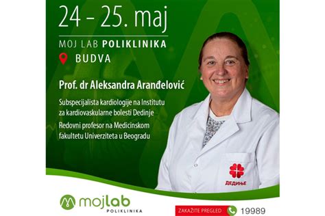 Prof Dr Aleksandra Aranđelović U Poliklinici Moj Lab U Budvi
