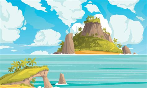 Tropical Island Cartoon 25803180 Vector Art At Vecteezy