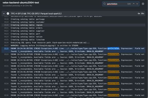 Tpch Vl Tpch Has Some Query Execution Error Logs But Queries Could Finish And The Result Is