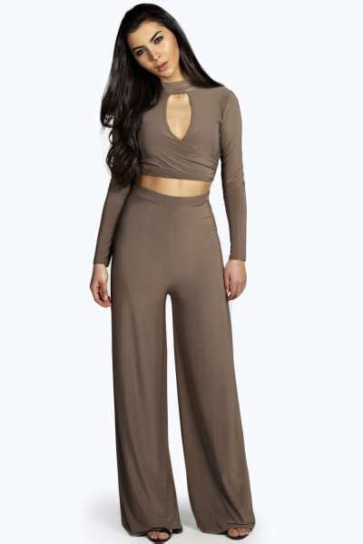 Peony Crepe Knot Top Palazzo Co Ord Set Two Piece Outfit Fashion