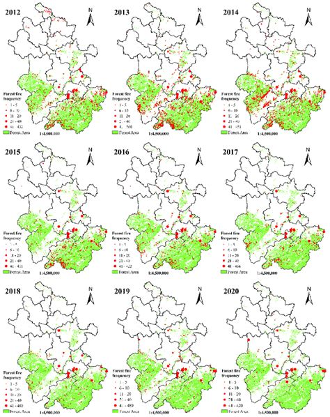 Spatial Distribution Of Forest Fire Points In Anhui During 2012 2020 Download Scientific Diagram