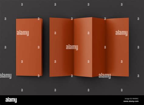 Blank Brown Folded Paper Leaflet On Black Background Eight Pages Four