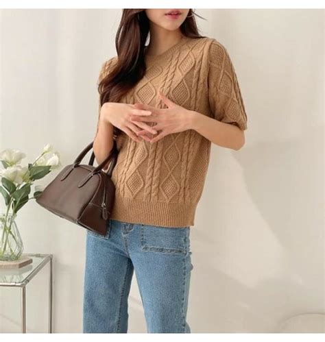 셀러허브여성트랜드패션 여자 골져스 Ss 카시미어 피셔맨 라운드 니트 티몬