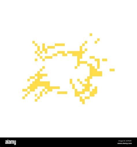 Mosaic Pixel Art Lightning Bolt In Retro 8 Bit Style For Nostalgic Game