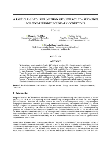 Pdf A Particle In Fourier Method With Energy Conservation For Non