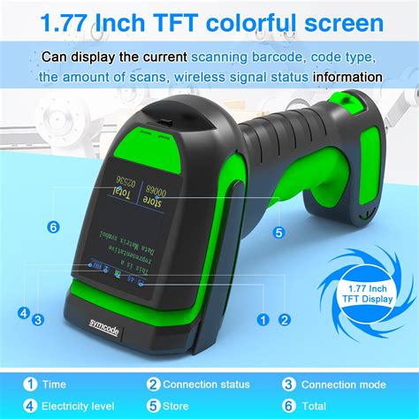 Symcode Upgraded 2d Barcode Scanner With Display Screen 1968 Feet