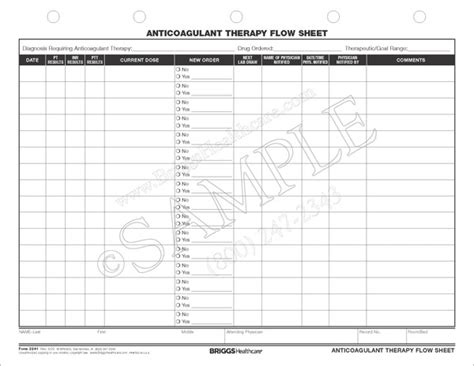 Anticoagulant Therapy Flow Sheet