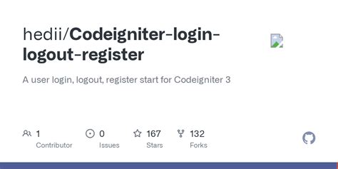 Github Hedii Codeigniter Login Logout Register A User Login Logout Register Start For